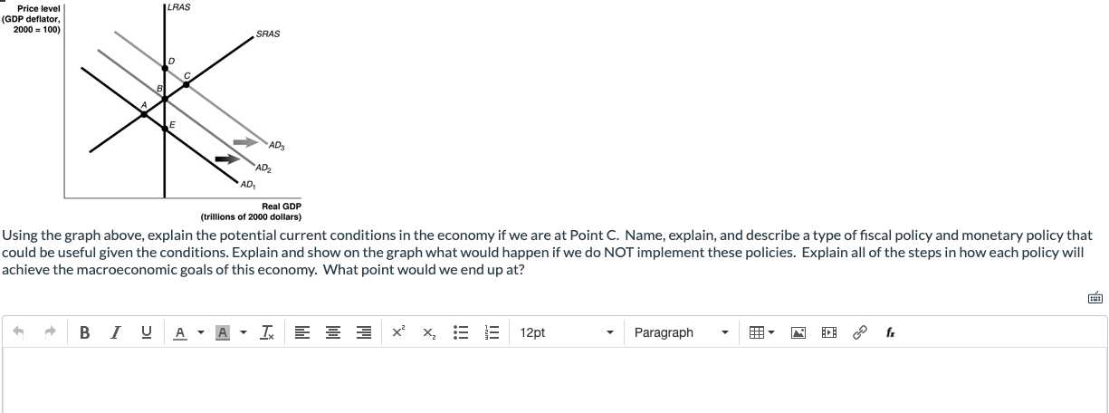 Solved LRAS Price level (GDP deflator, 2000 = 100) SRAS AD | Chegg.com