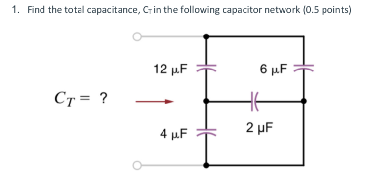 Solved 1. Find the total capacitance, Ct in the following | Chegg.com