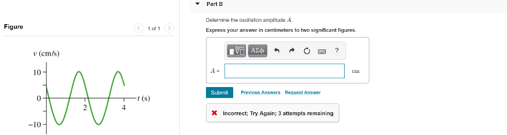Solved Part B Determine the oscillation amplitude A Express | Chegg.com
