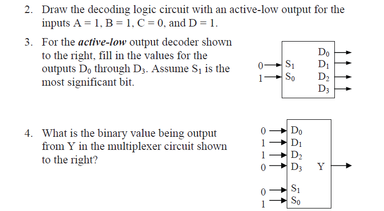 2. Draw the decoding logic circuit with an active-low | Chegg.com