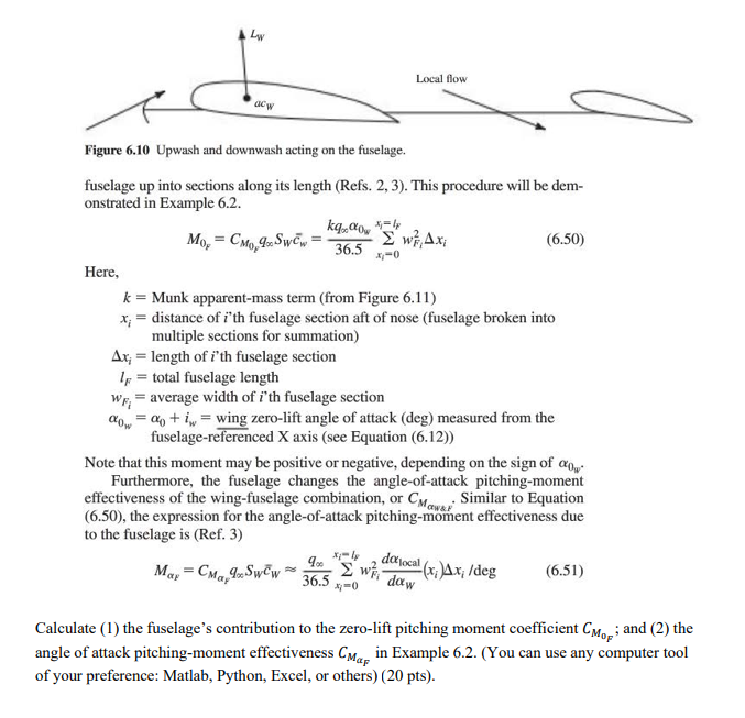 Figure 6.10 Upwash and downwash acting on the | Chegg.com
