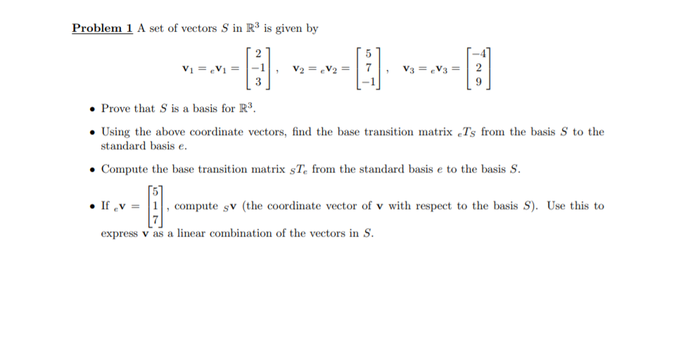 Solved Problem 1 A set of vectors S in R3 is given by . | Chegg.com