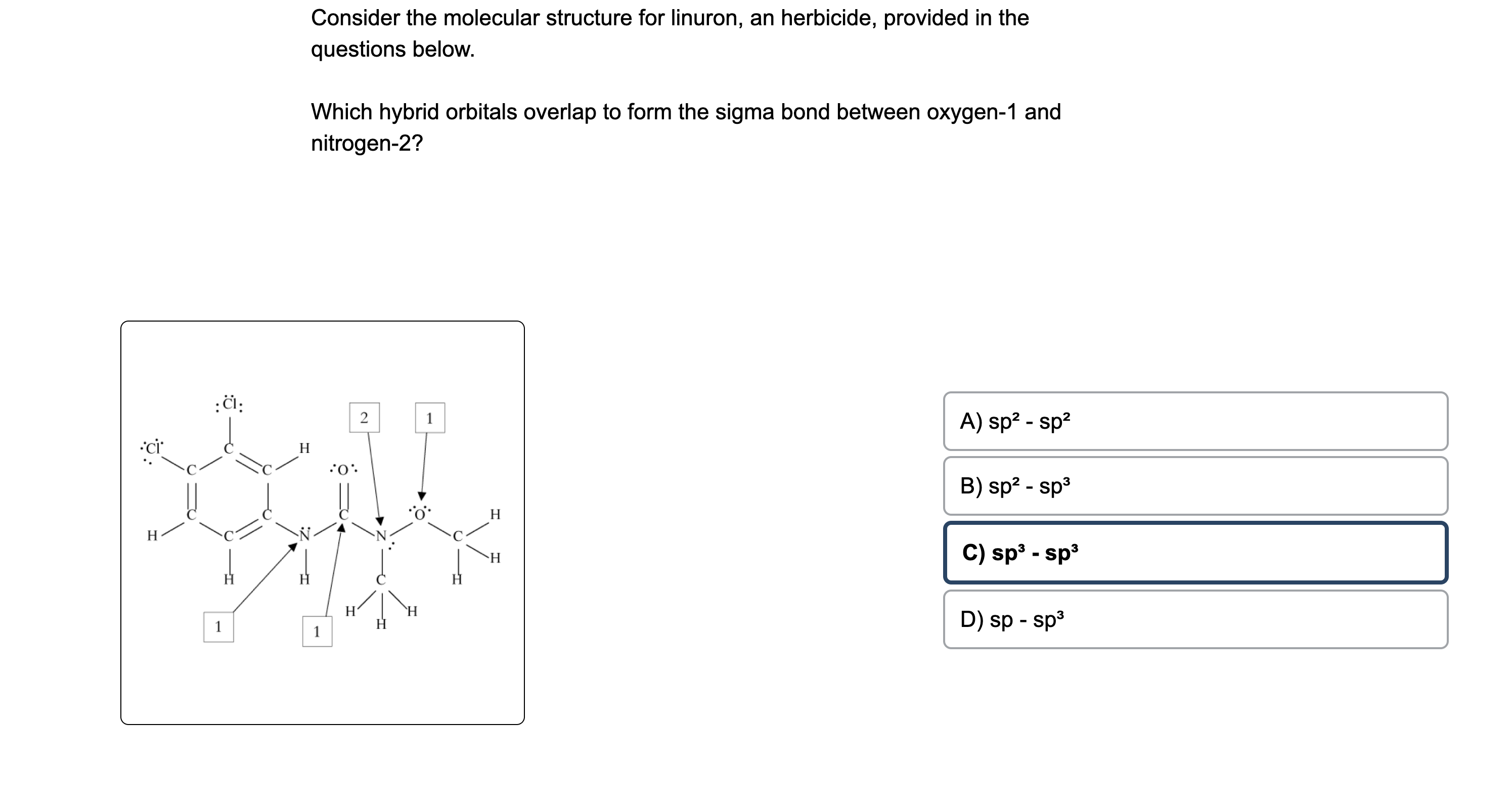Solved Consider the molecular structure for linuron, an | Chegg.com