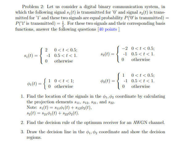 Solved Problem 2: Let us consider a digital binary | Chegg.com