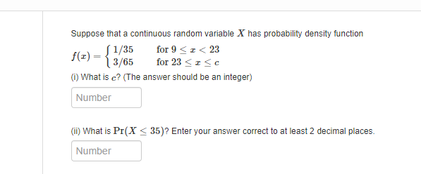 Solved Suppose that a continuous random variable X has | Chegg.com