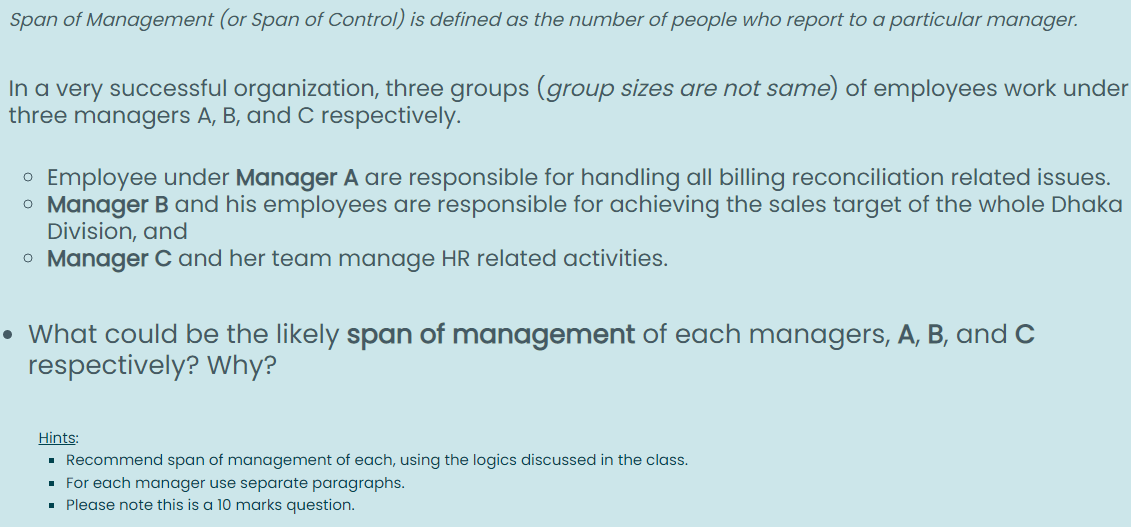 Solved Span of Management (or Span of Control) is defined as | Chegg.com