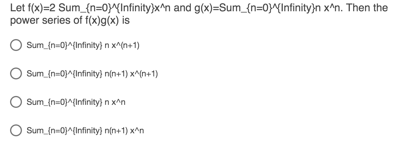 Solved Let f(x)=2 Sum_{n=0}{Infinity}x^n and | Chegg.com