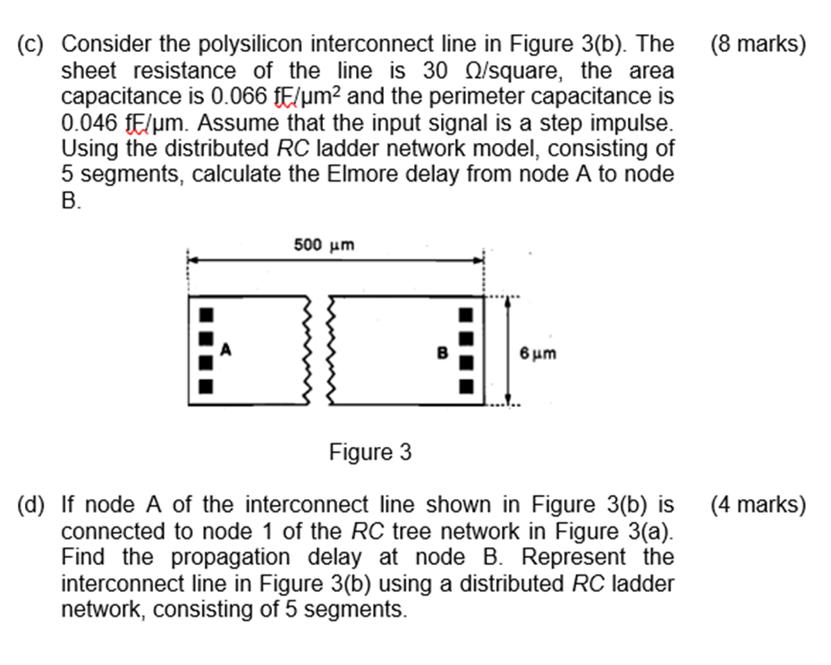 Solved (8 marks) (c) Consider the polysilicon interconnect | Chegg.com