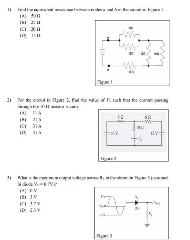 Solved 1) Find the equivalent resistance between nodes a and | Chegg.com