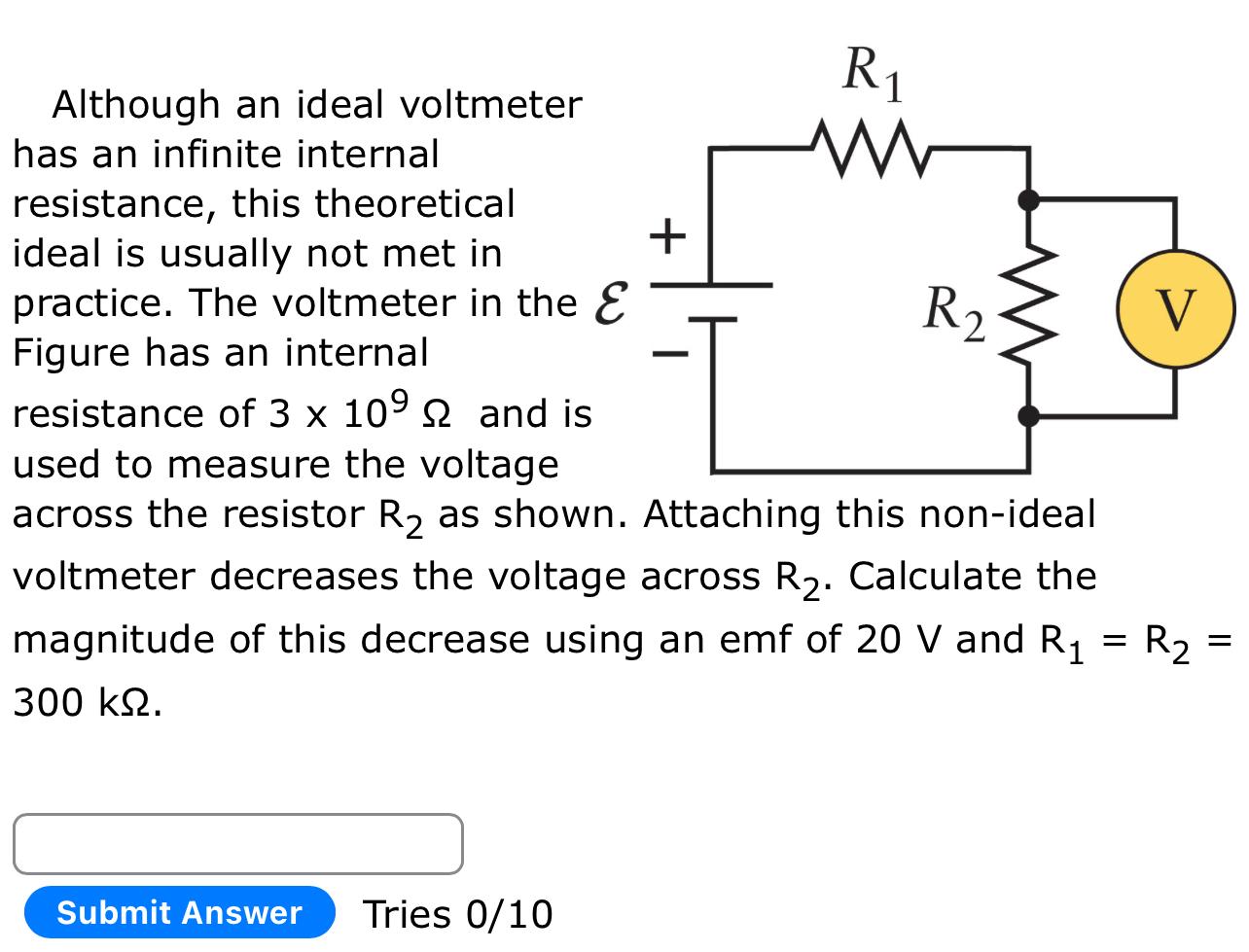 Solved Although an ideal voltmeter has an infinite internal | Chegg.com