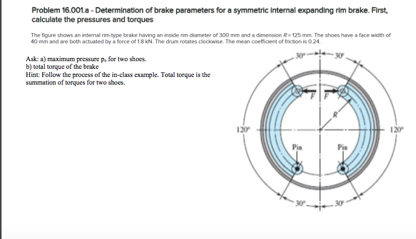 Solved Problem 16.001.a - Determination of brake parameters | Chegg.com