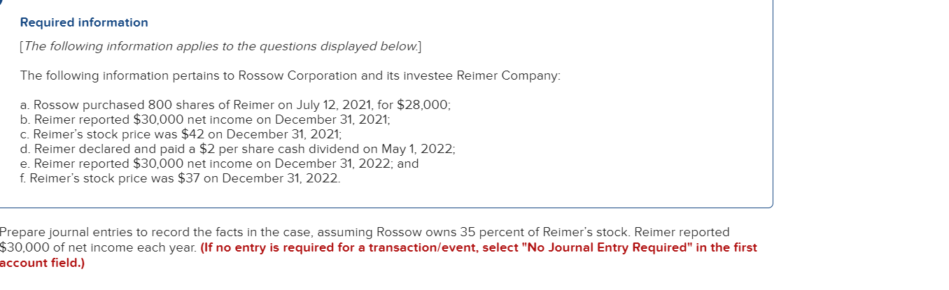 Solved Required information [The following information | Chegg.com