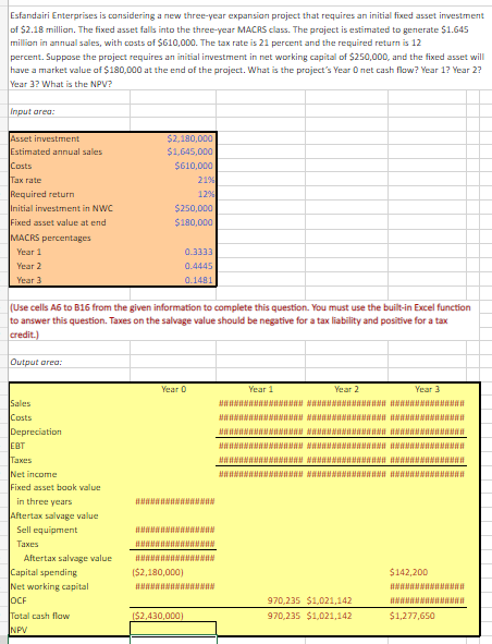 Solved Please use excel functions in answer, fill out the | Chegg.com