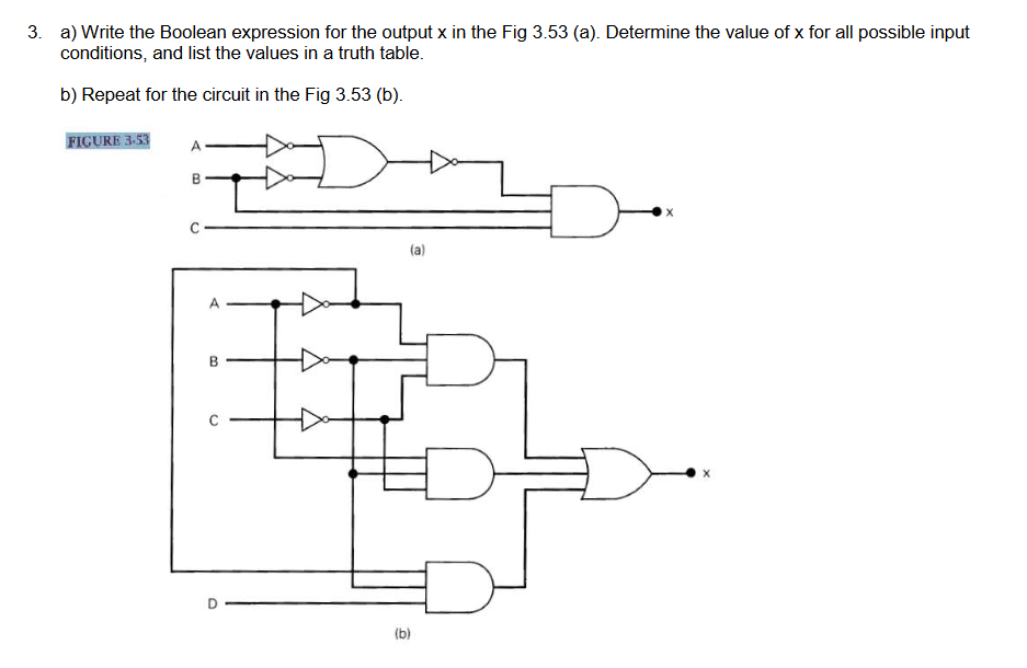 Solved 3. a) Write the Boolean expression for the output x | Chegg.com