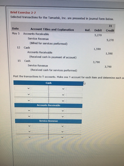 Solved Brief Exercise 2-7 Selected transactions for the | Chegg.com