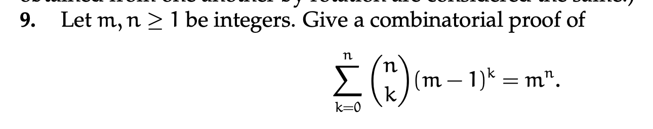 Solved 9. Let m, n > 1 be integers. Give a combinatorial | Chegg.com