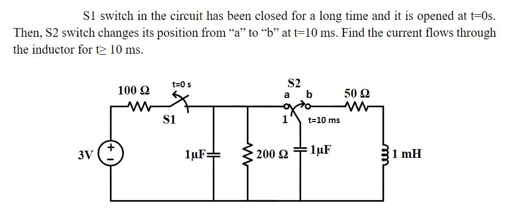 Solved S1 switch in the circuit has been closed for a long | Chegg.com