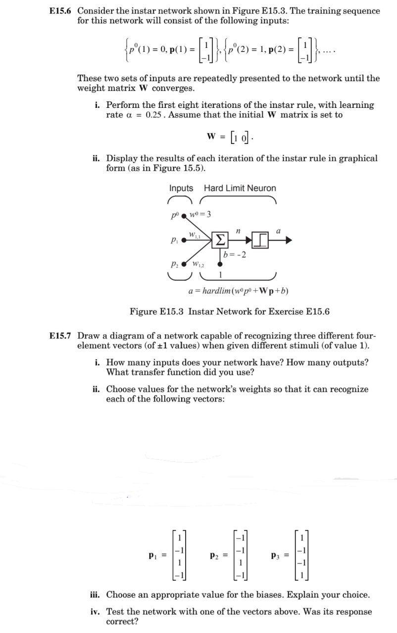 Solved E15.6 Consider the instar network shown in Figure | Chegg.com
