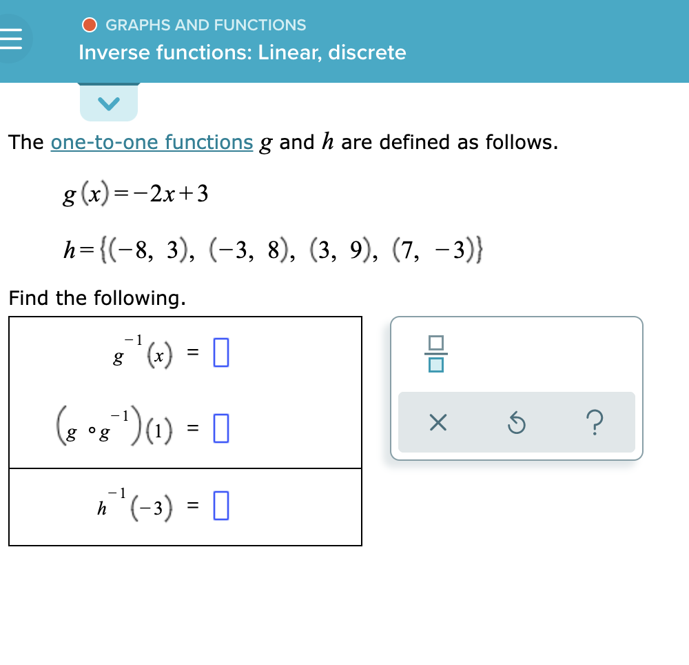 Solved E O GRAPHS AND FUNCTIONS Inverse functions: Linear, | Chegg.com