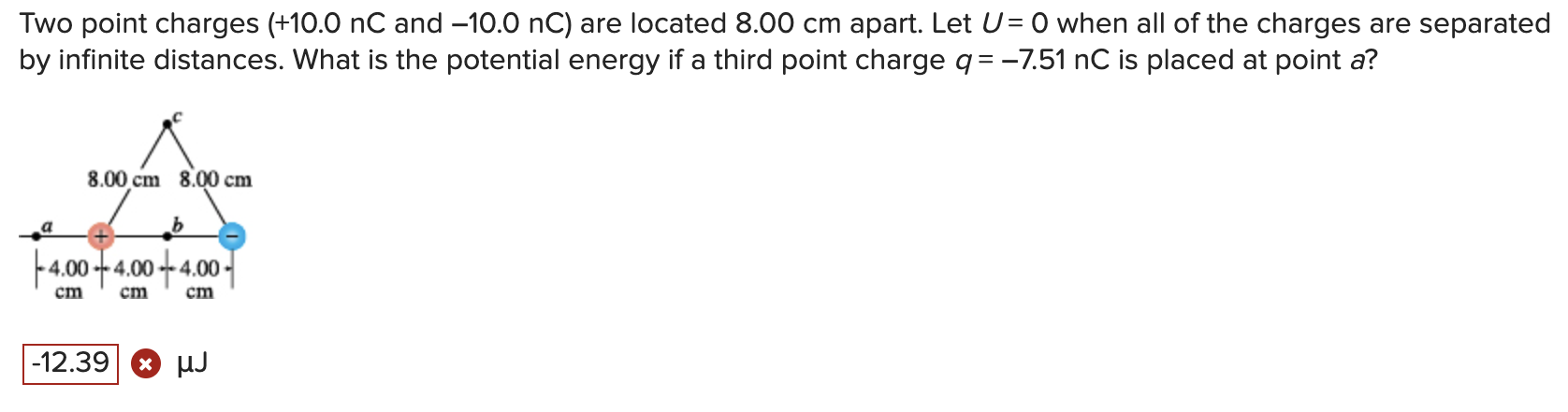 Solved Two point charges (+10.0nC and −10.0nC) are located | Chegg.com