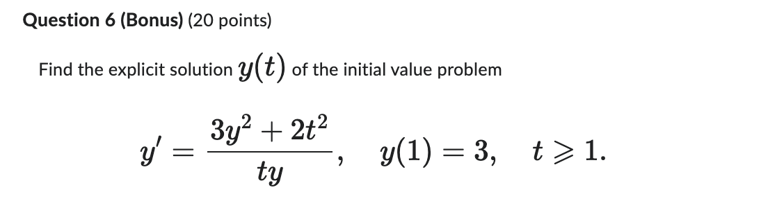 Solved Question 6 (Bonus) (20 ﻿points)Find the explicit | Chegg.com