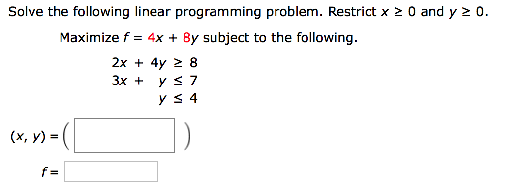 Solved Solve the following linear programming problem. | Chegg.com