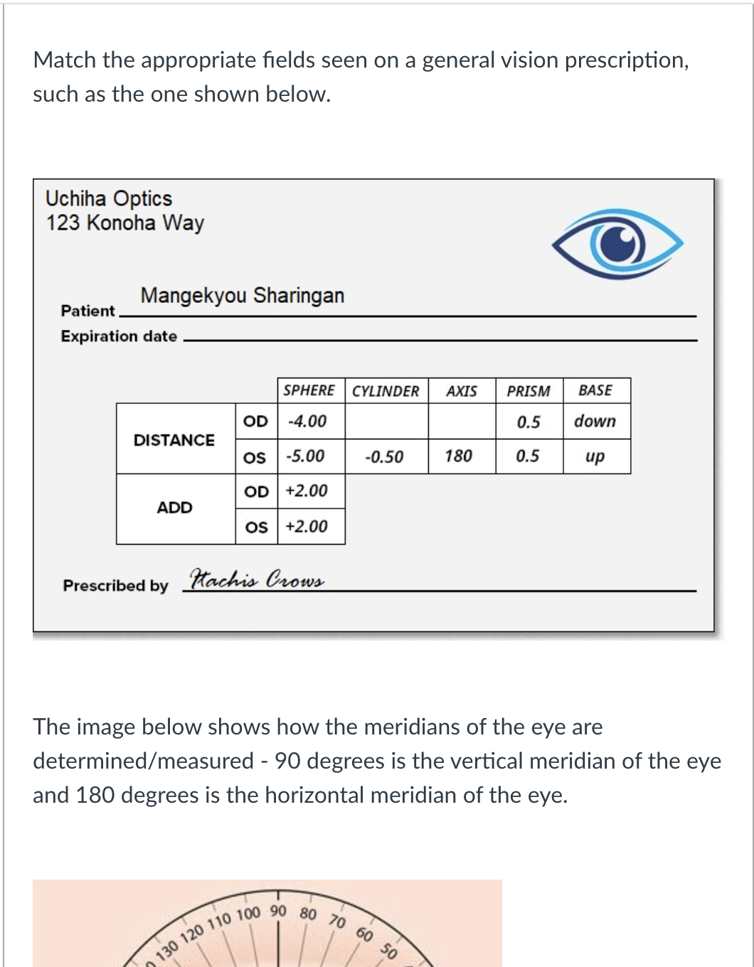 Solved Match the appropriate fields seen on a general vision | Chegg.com