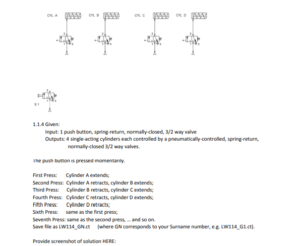 1.1.3 Given: Input: 1 push button, spring-return, | Chegg.com