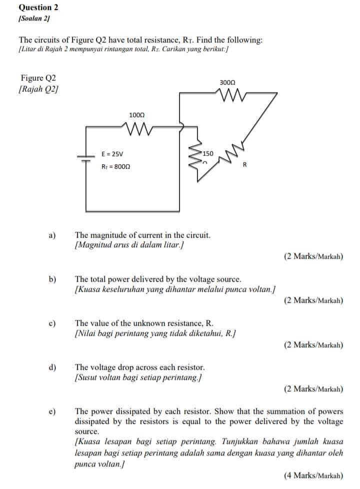 Solved Question 2 Soalan 27 The circuits of Figure Q2 have | Chegg.com