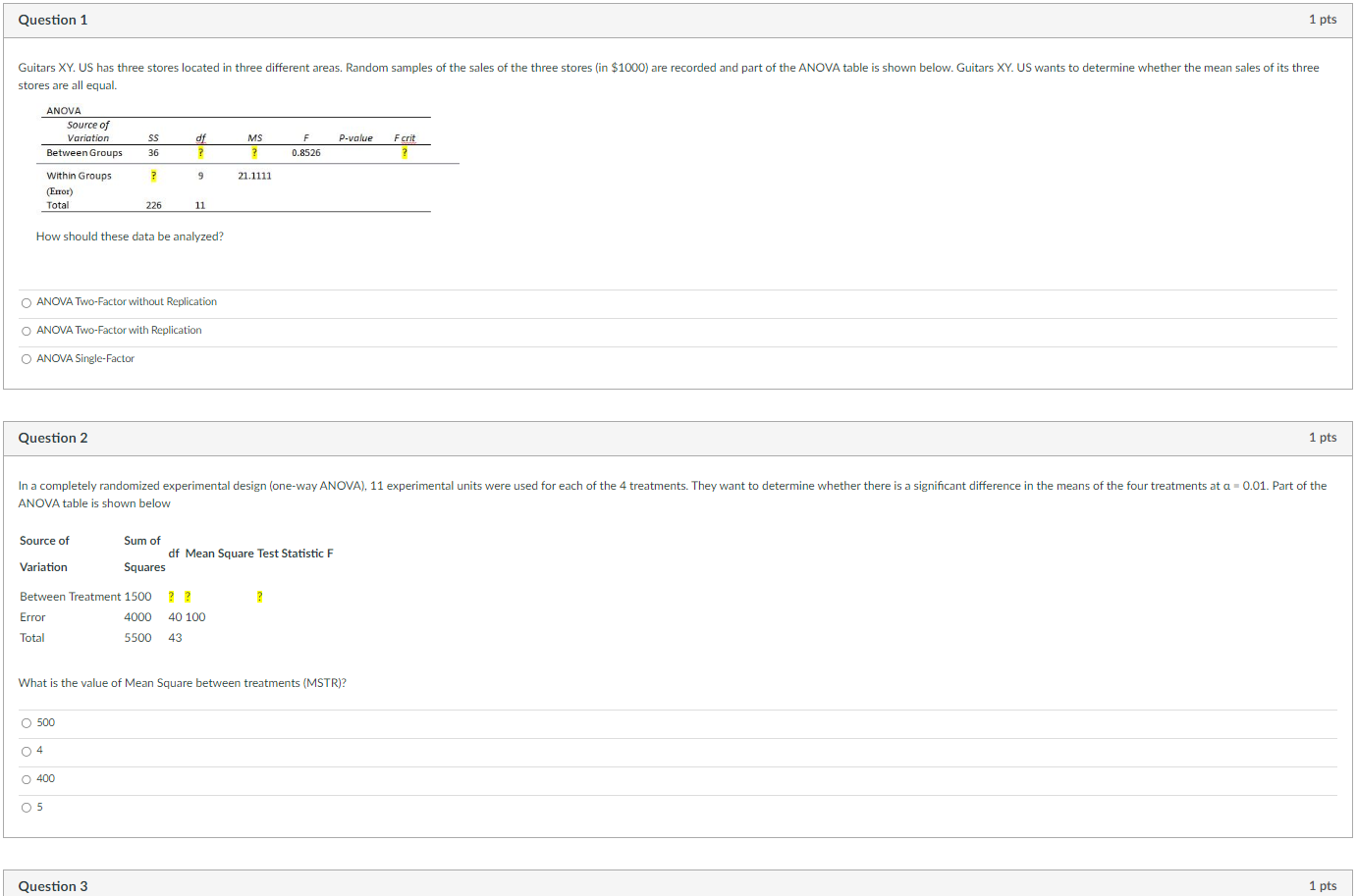 Solved How Should These Data Be Analyzed Anova Two Factor 5854