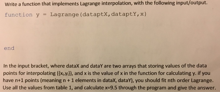 Solved Write a function that implements Lagrange | Chegg.com