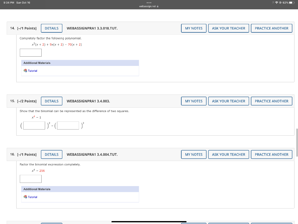 Solved Factor completely with linear and/or irreducible | Chegg.com