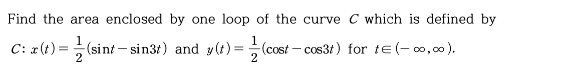 Solved Find the area enclosed by one loop of the curve C | Chegg.com