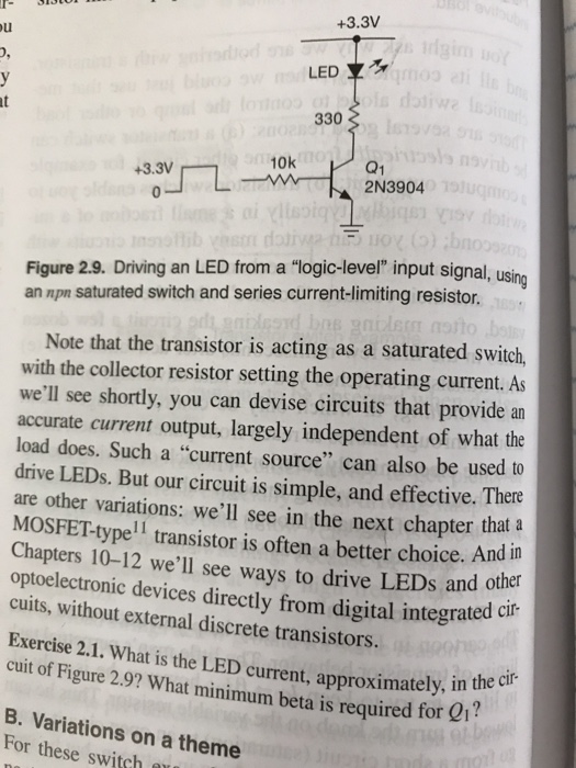 Solved Driving an LED from a "logic-level" input signal, | Chegg.com