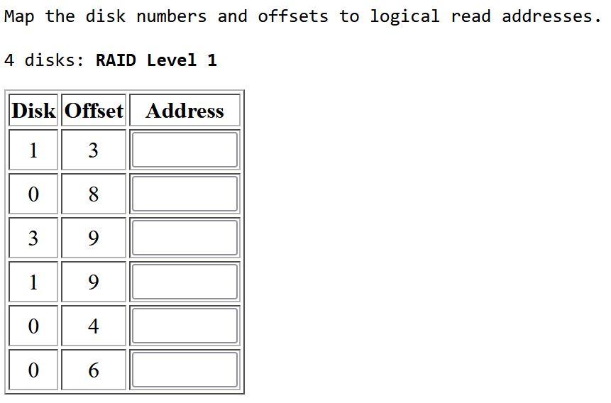 Solved Map the disk numbers and offsets to logical read | Chegg.com