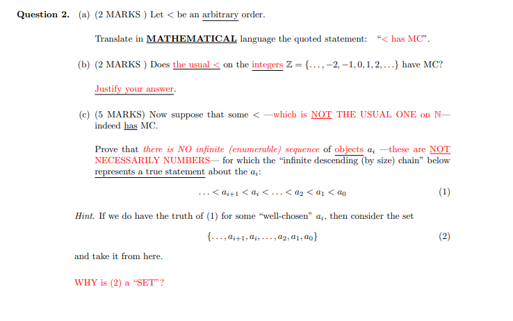 Solved Question 2. (a) (2 MARKS ) Let | Chegg.com