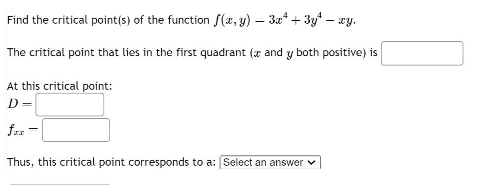 Solved Find the critical point(s) of the function | Chegg.com