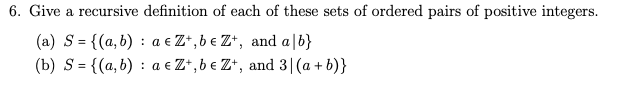 Solved 6. Give a recursive definition of each of these sets | Chegg.com