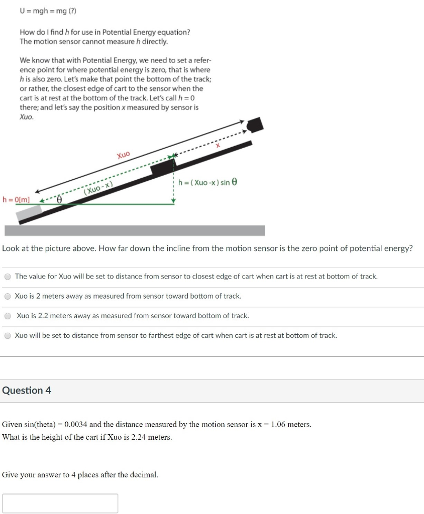 Solved U= mgh = mg (?) How do I find h for use in Potential | Chegg.com