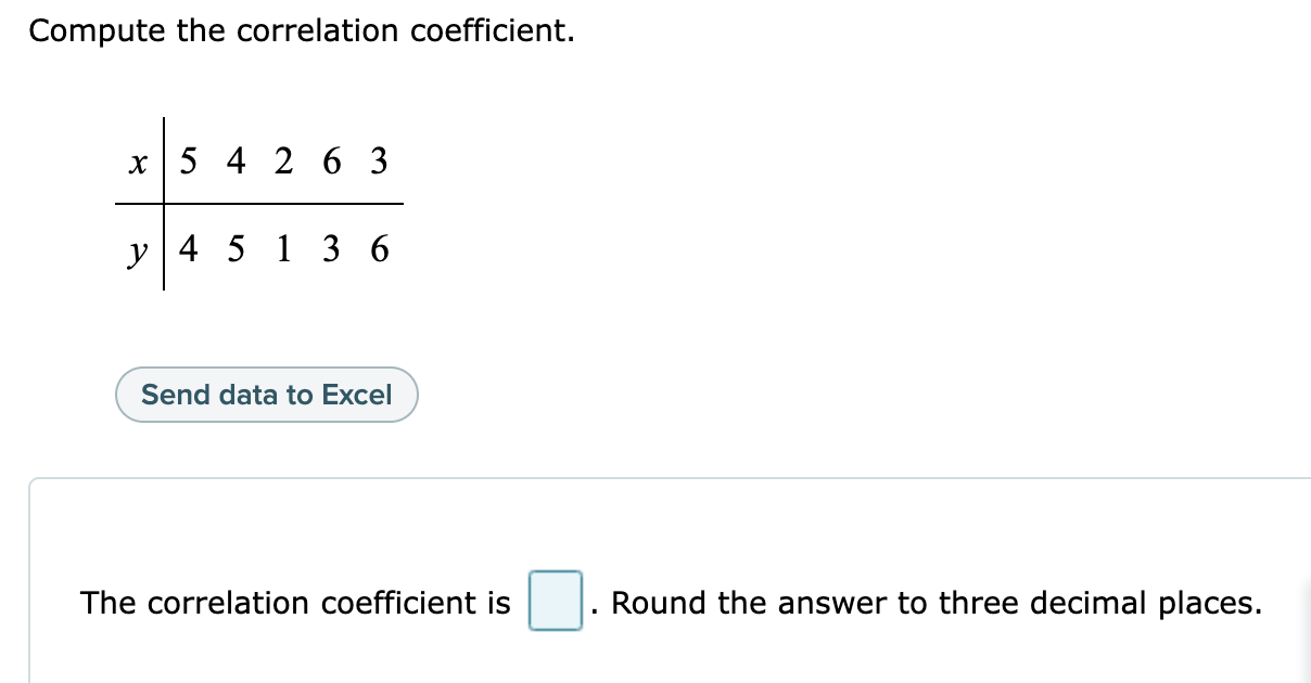 Solved Compute the correlation coefficient. | Chegg.com