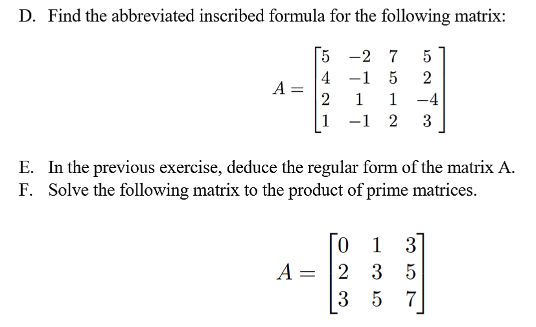 Solved D. Find the abbreviated inscribed formula for the | Chegg.com