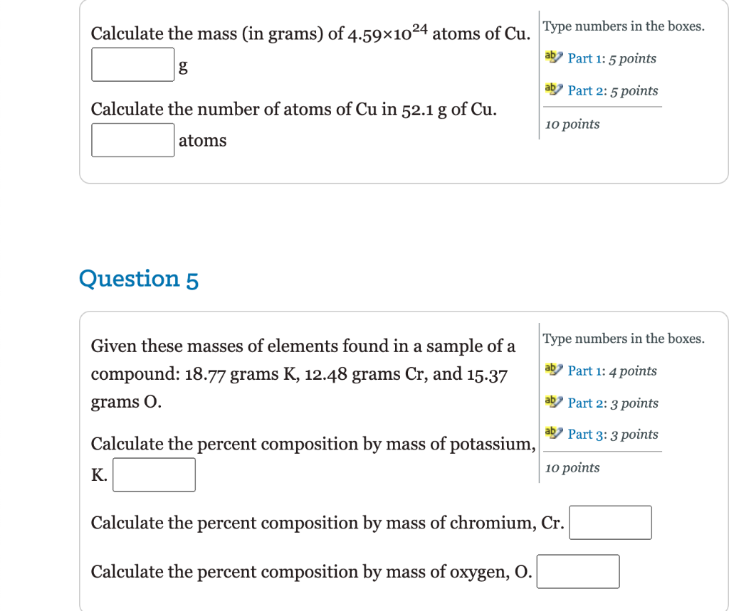 Solved Calculate the mass (in grams) of 4.59x1024 atoms of | Chegg.com