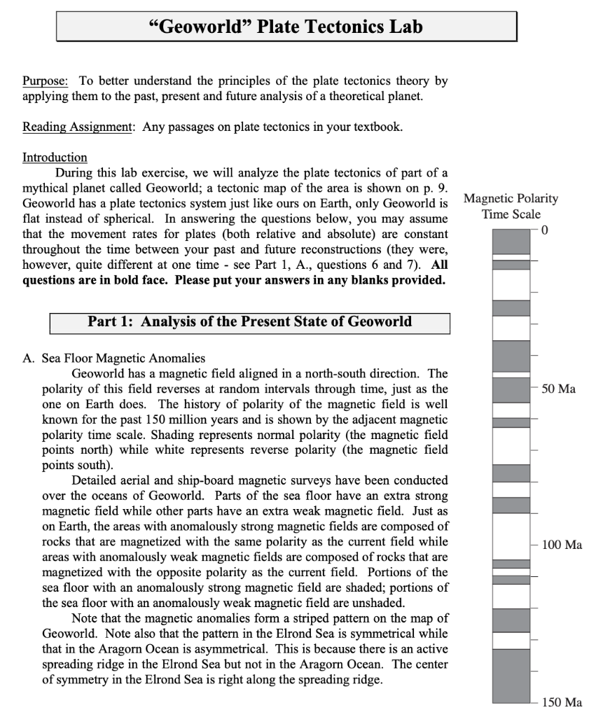 Solved “Geoworld” Plate Tectonics Lab Purpose: To better | Chegg.com