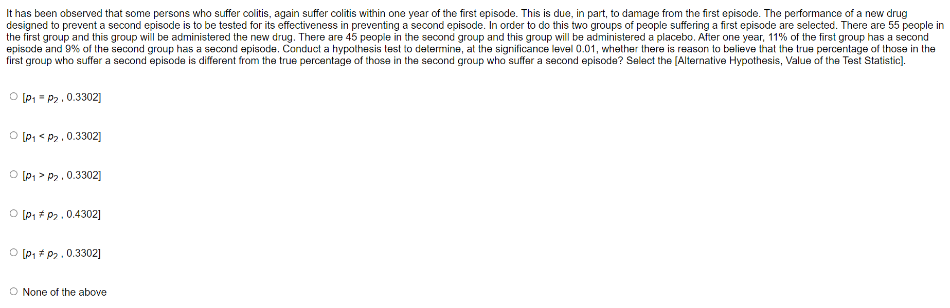 Solved [p1=p2,0.3302] [p1 | Chegg.com