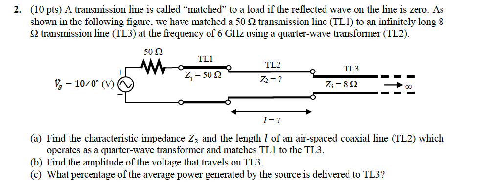 Solved 2. (10 pts) A transmission line is called “matched” | Chegg.com