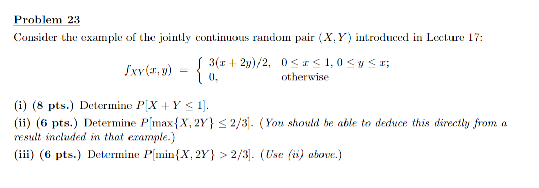 Solved Problem 23 Consider the example of the jointly | Chegg.com