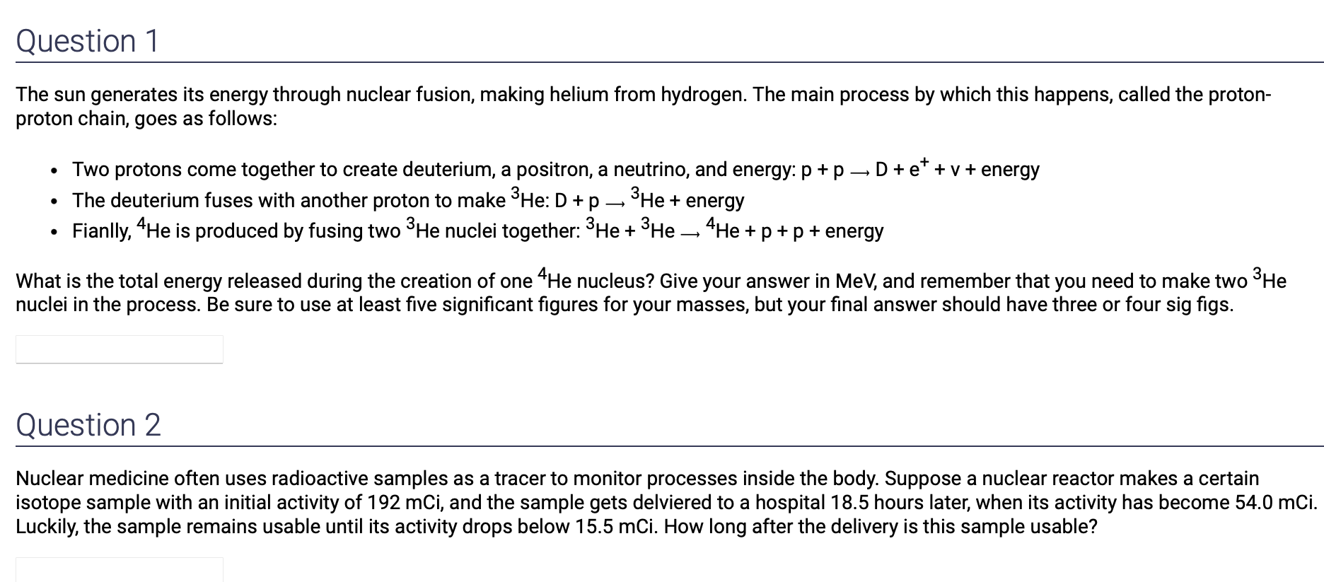 Solved The sun generates its energy through nuclear fusion, | Chegg.com