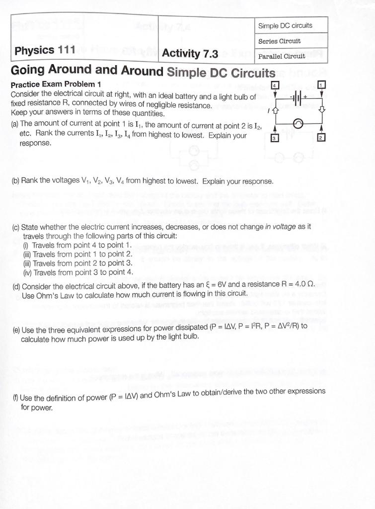 Solved Simple DC circuits Series Circuit Physics 111 | Chegg.com
