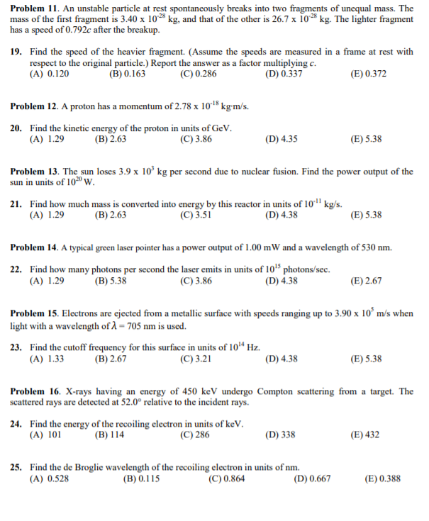 Solved Problem 11. An unstable particle at rest | Chegg.com