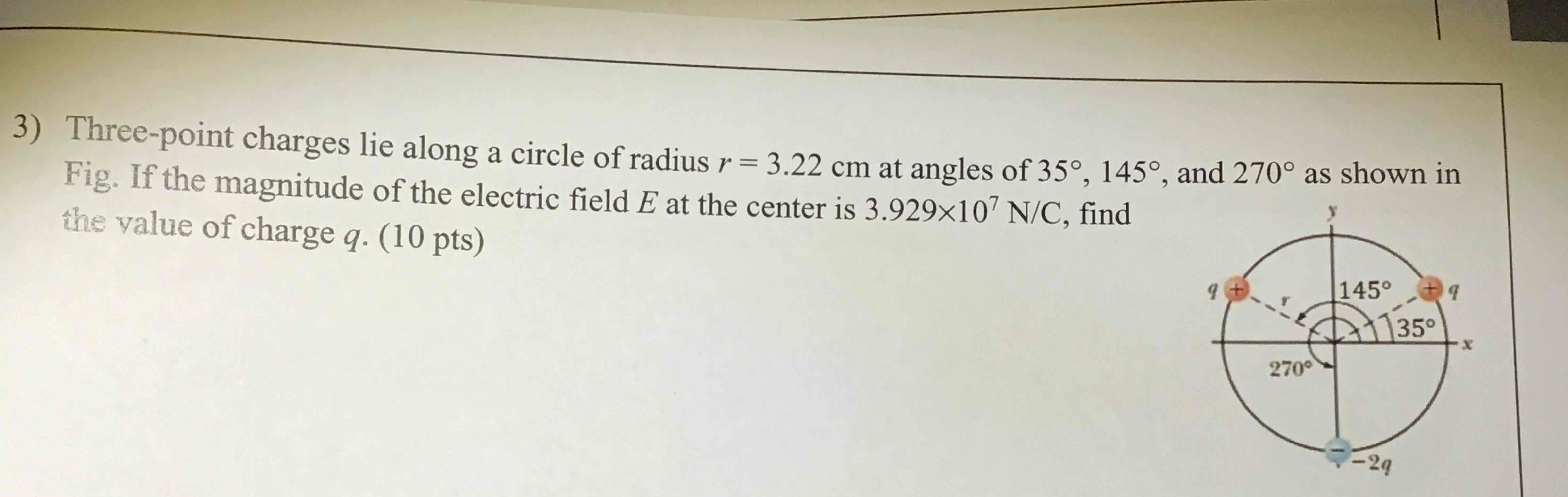 Solved Three-point charges lie along a circle of radius | Chegg.com
